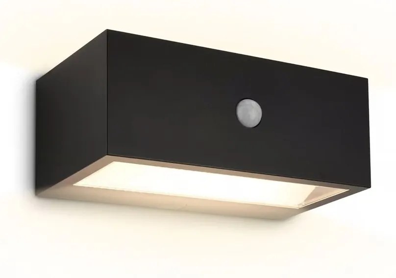 BRI 3967015 DOGU Outdoor LED nástěnné svítidlo černé 6,5W 700lm 3000K stmívatelné s čidlem (nabíjecí) - BRILONER