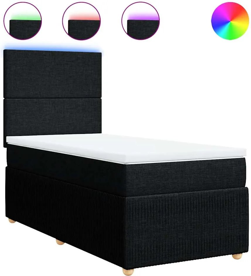 Box spring postel s matrací černá 100 x 200 cm textil 3294262