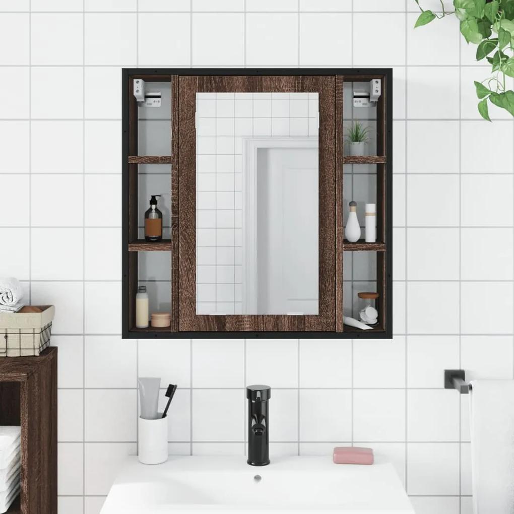 Koupelnová skříňka se zrcadlem hnědý dub 60x16x60 cm kompozit