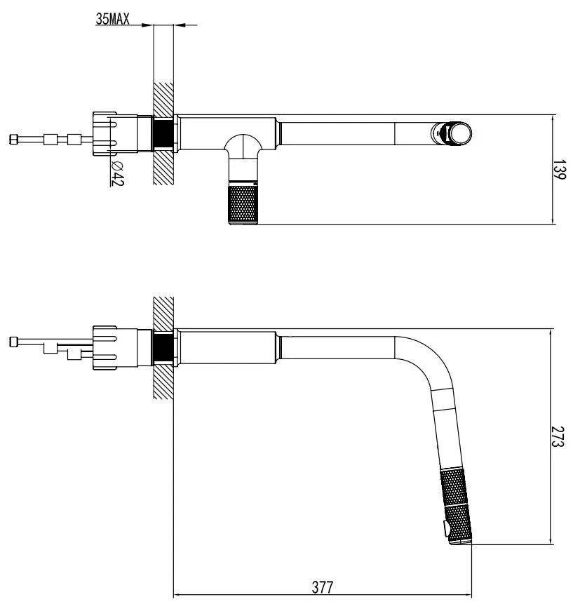 F-Design Ardesia, stojánková dřezová baterie, černá matně-růžové zlato, FD1-ARD-8-25