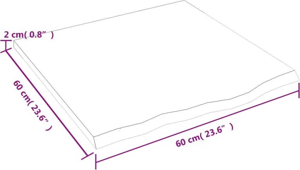 Koupelnová deska 60 x 60 x 2 cm neošetřené masivní dřevo 3156014