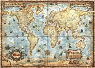 HEYE Puzzle Map Art: Svět / 2000 dílků / 97 × 69 cm