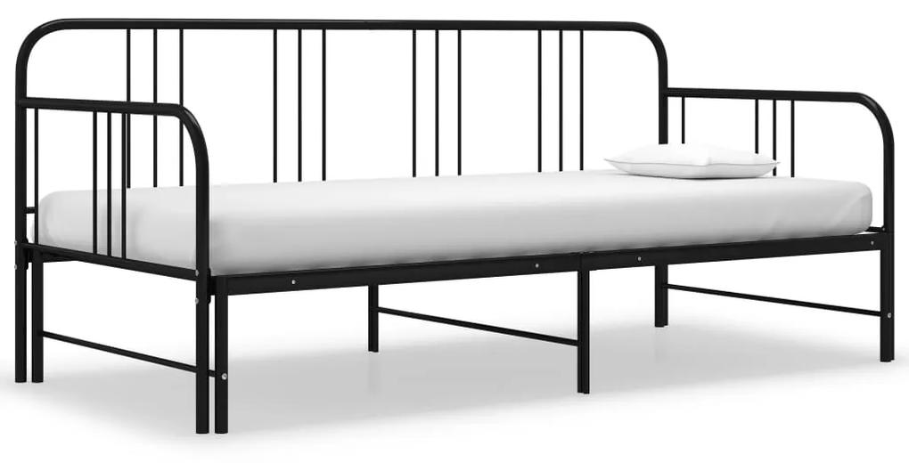 Rám vysouvací postele/pohovky černý kov 90 x 200 cm - Default Title