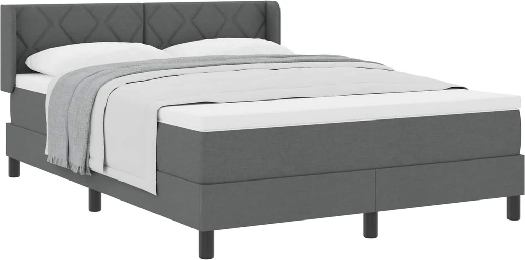 Postel s boxspringem s čelo Tmavě šedá 200 x 140 cm textil 3341168