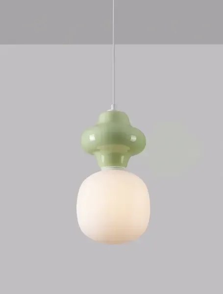 LED zeleno-bílý designový lustr Clio