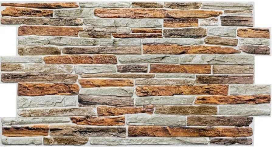 Obkladové panely 3D PVC TP10017303, cena za kus, rozměr 980 x 480 mm, kámen hnědo-šedý, GRACE