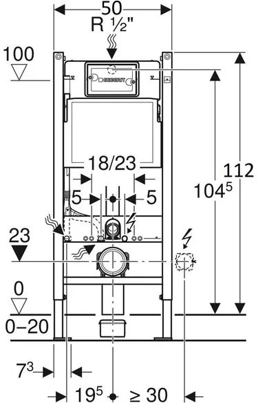 Geberit DuofixBasic WC modul 112 cm s nádržkou Delta 12 cm, 111.153.00.1