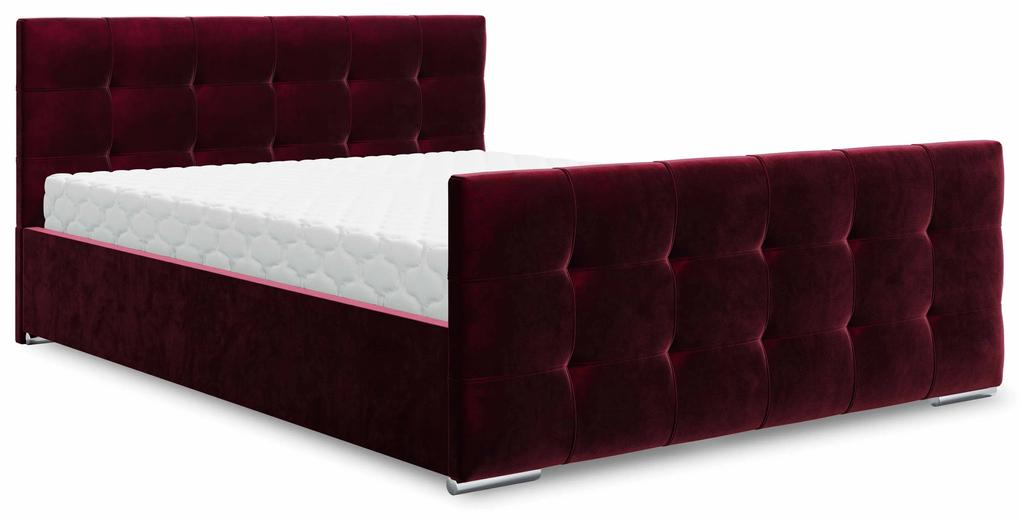 Manželská postel 140 cm Billie (bordó) (s roštem a úložným prostorem). 1046819