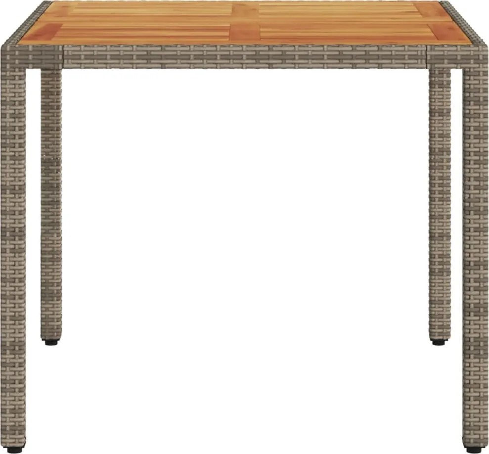 vidaXL Zahradní stůl s akáciovou deskou šedý 90 x 90 x 75 cm polyratan [365530]