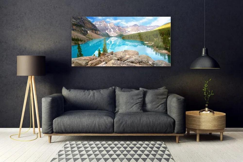 akrylový obraz Hory Jezero Příroda 120x60 cm