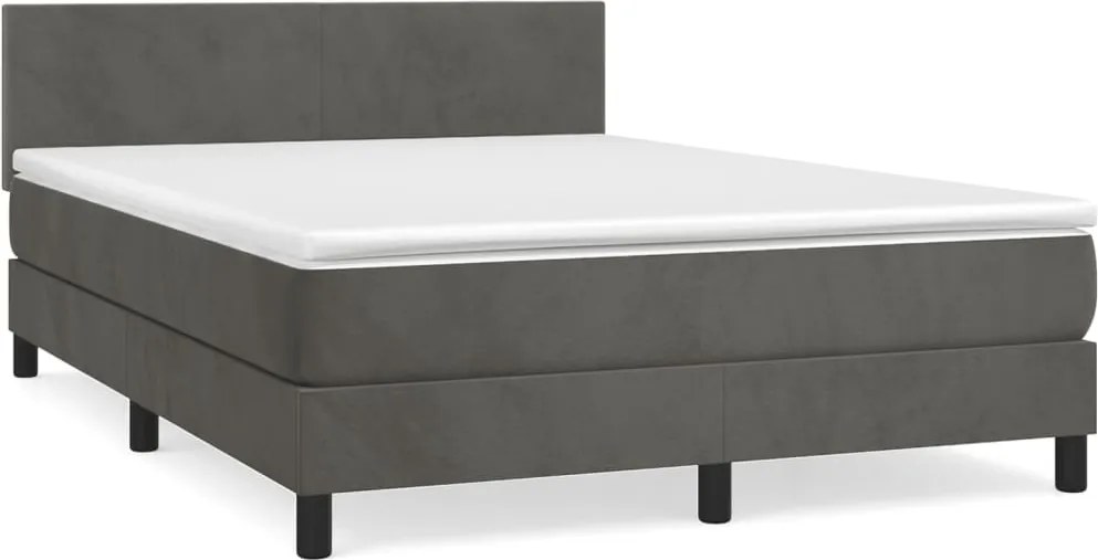 Box spring postel s matrací tmavě šedá 140x200 cm samet 3141186