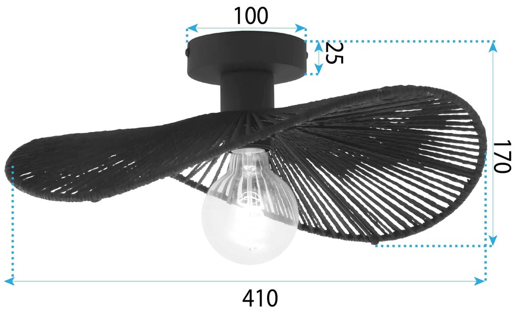Toolight Toolight, stropní svítidlo 41cm, 1xE27, APP1832-1C, černá, OSW-00631