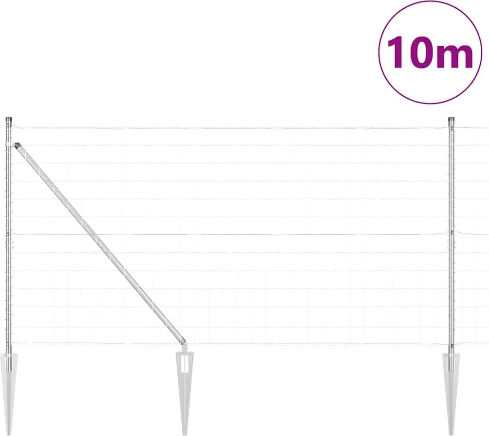 Evropský plot se hroty 10 x 1,2 m Pozinkovaná ocel Stříbrná 3350744