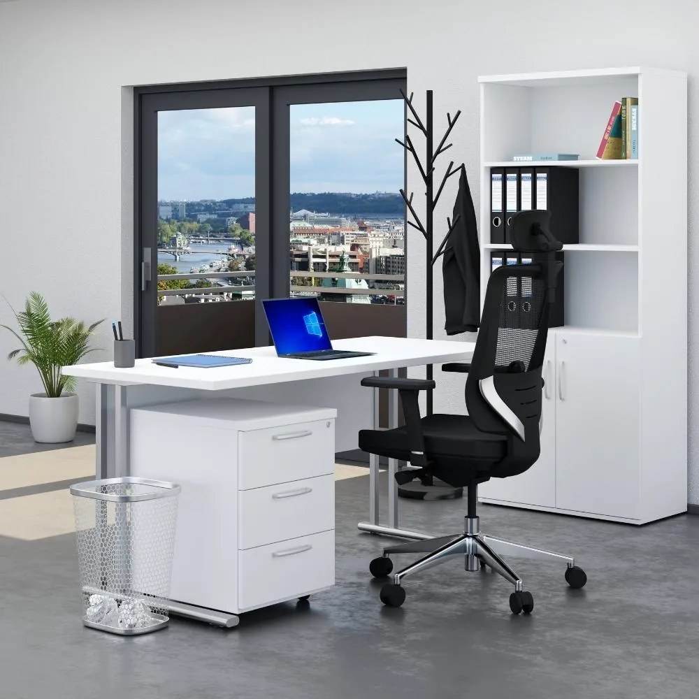 Sestava kancelářského nábytku Visio 2, 160 cm, bílá