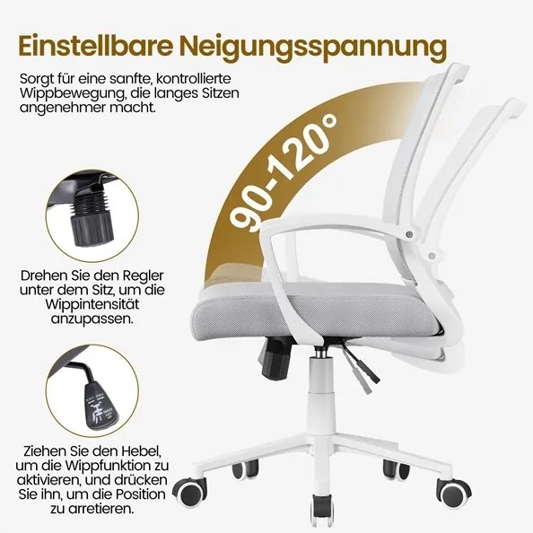 Kancelářská židle Yaheetech – světle šedá (267709041205)