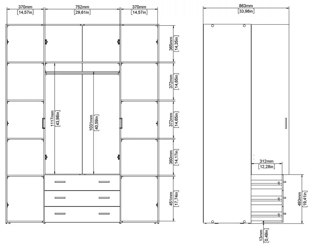 Tvilum Skříň Sid 4d3s bílá