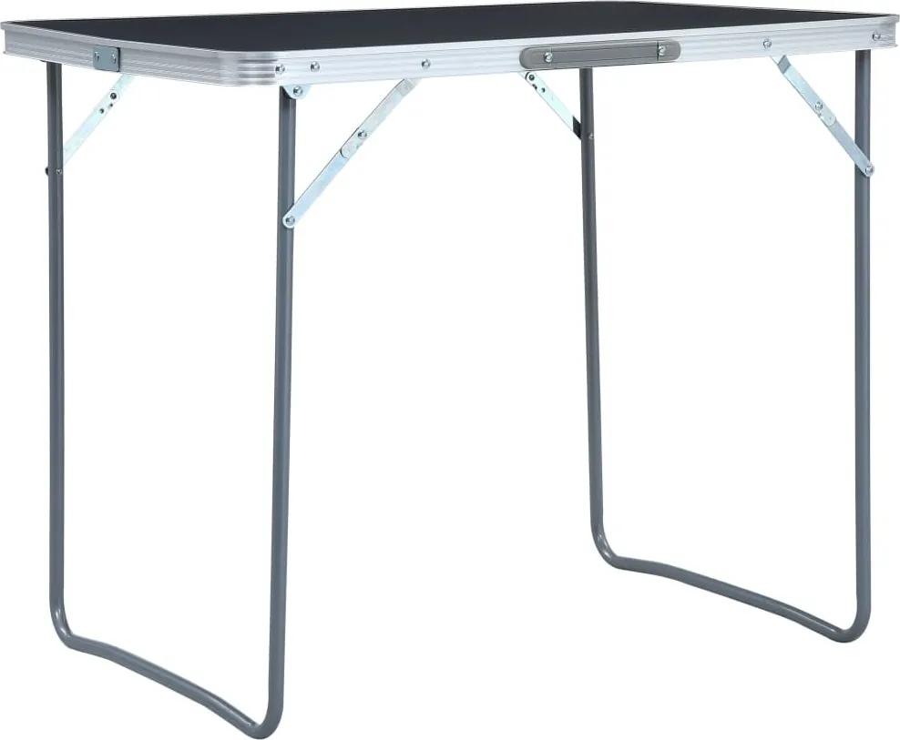 vidaXL Skládací kempingový stůl s kovovým rámem 80 x 60 cm [48171] Barva: Hnědá
