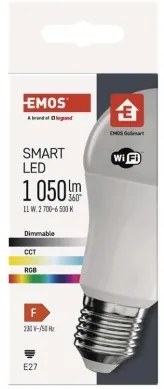 Emos lighting Chytrá LED žárovka GoSmart A60 / E27 / 11 W (75 W) / 1 050 lm / RGB / stmívatelná / WiFi 1520503501