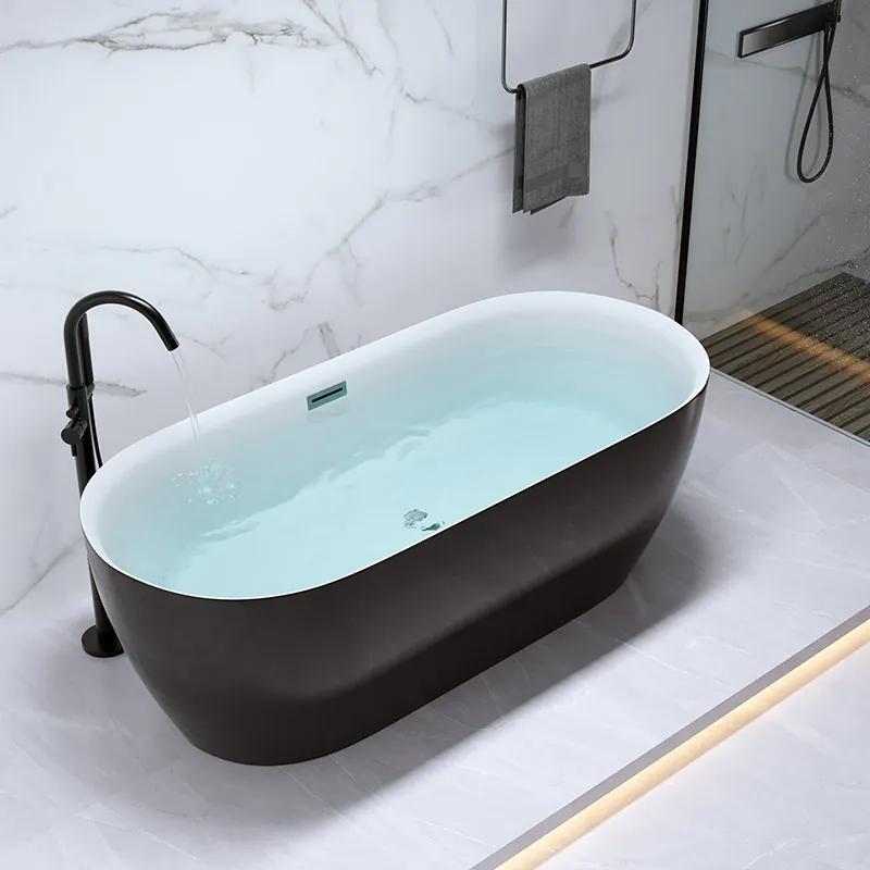 BPS-koupelny Volně stojící akrylátová vana HYD-CES518B 160x75 bílá/černá, odtokový komplet chrom