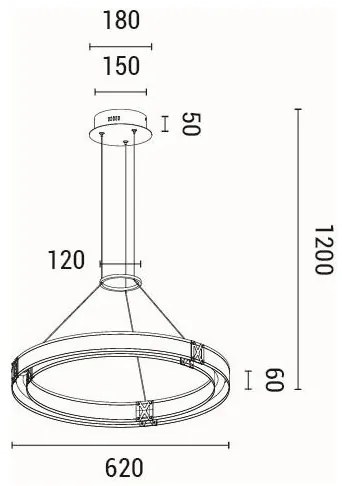LED Lustr na lanku LUIS LED/33W/230V 3000K 62x120 cm