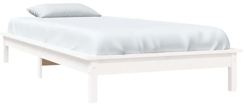 Rám postele bílý 75 x 190 cm Small Single masivní borové dřevo - Default Title