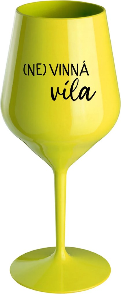 (NE)VINNÁ VÍLA - žlutá nerozbitná sklenice na víno 470 ml