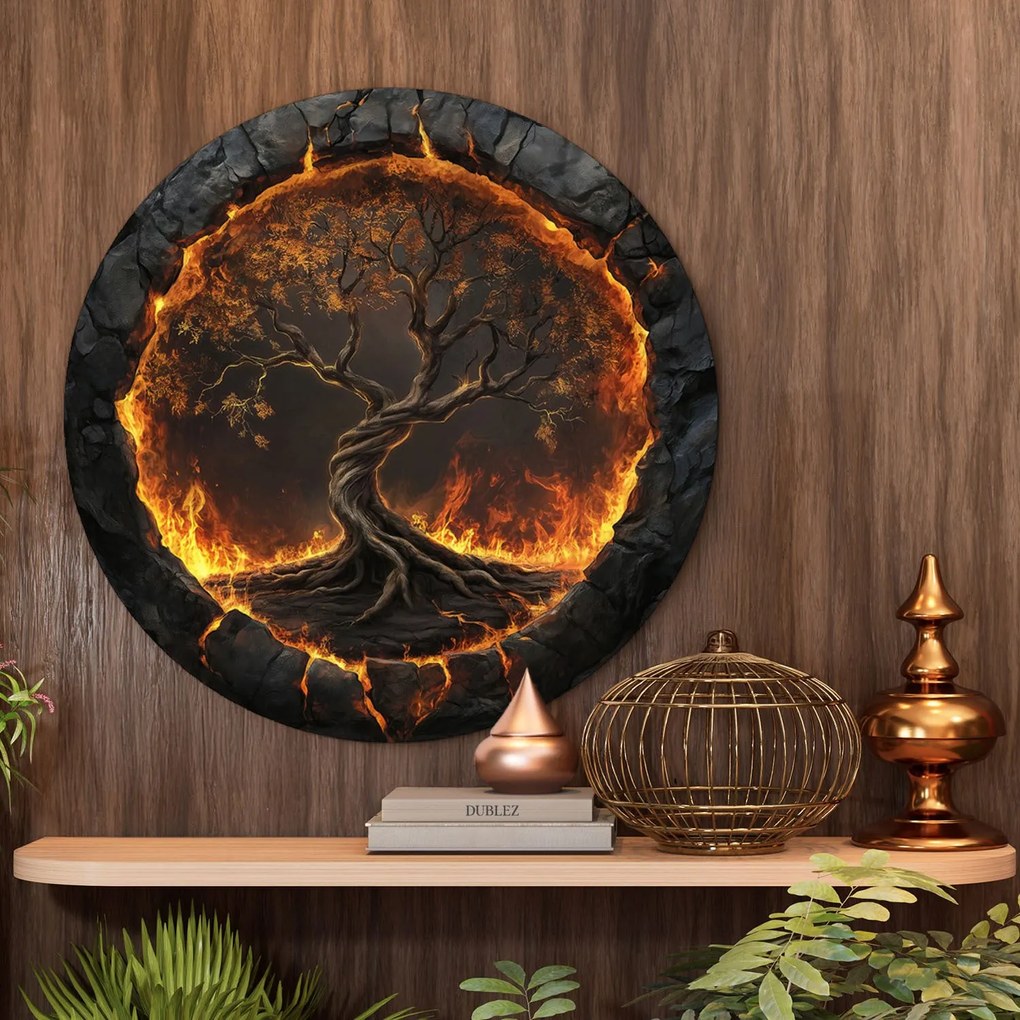 DUBLEZ | Dřevěný strom života na stěnu - Volcanic | UV tisk, Premium