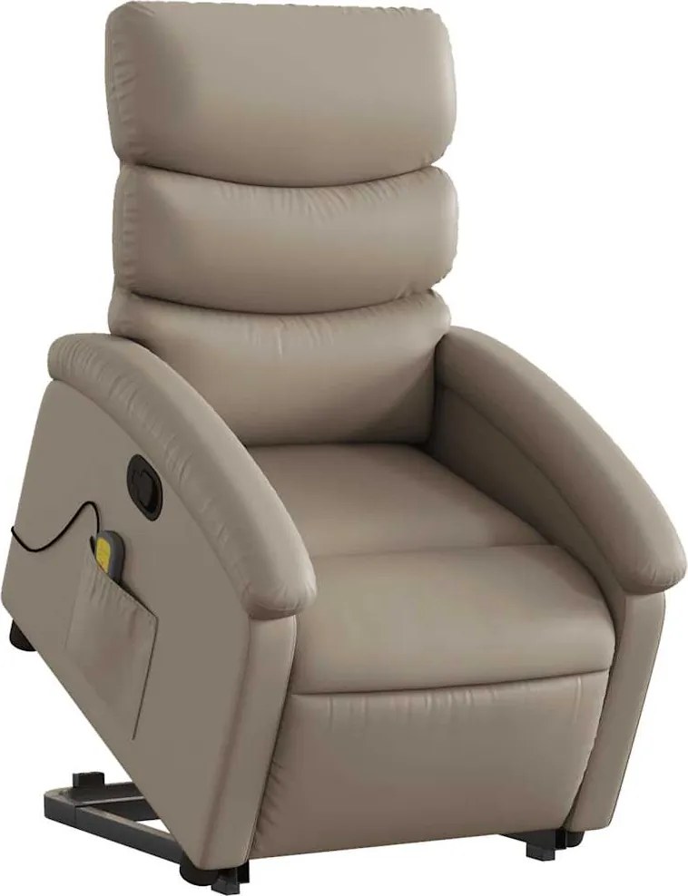 Zvedací masážní polohovací křeslo cappuccino umělá kůže 3204053
