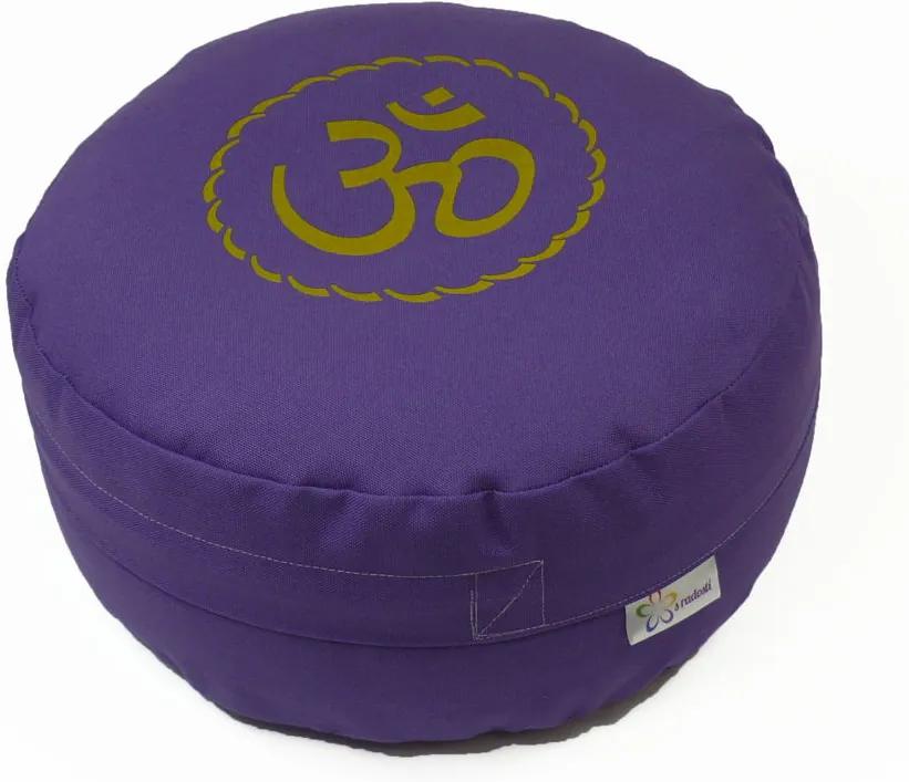 S radostí - vlastní výroba Meditační polštář óm (zafu) fialový Velikost: ∅30 x v30 cm