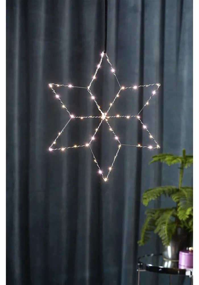 Star Trading, Dekorační kovová hvězda Lolly 40 cm 54x LED| stříbrná