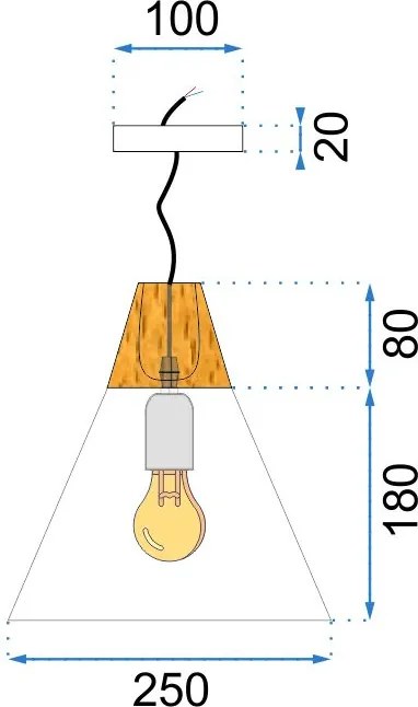 Toolight Toolight, závěsná lampa 1xE27 Scandi A, černá-hnědá, OSW-00146