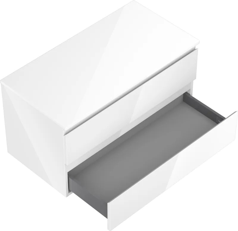 Mexen Orio, koupelnová skříňka 90 cm s horní částí, 2 zásuvky, bílá lesklá, 91A10-09047-2-BFFC00