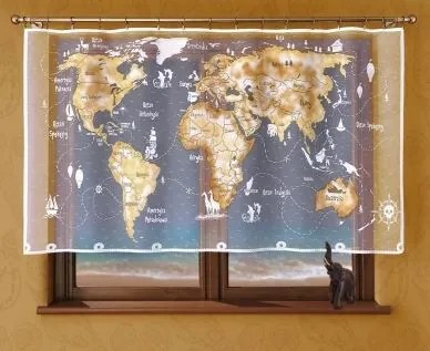 Záclona dětská malovaná 215x120cm W-Mapa