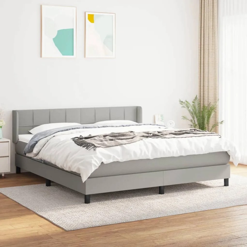 Box spring postel s matrací světle šedá 180 x 200 cm textil 3129729