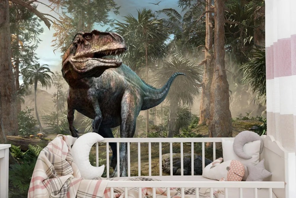 Fototapeta Realistický Dinosaurus A Palmy Omyvatelný vlies 180x120