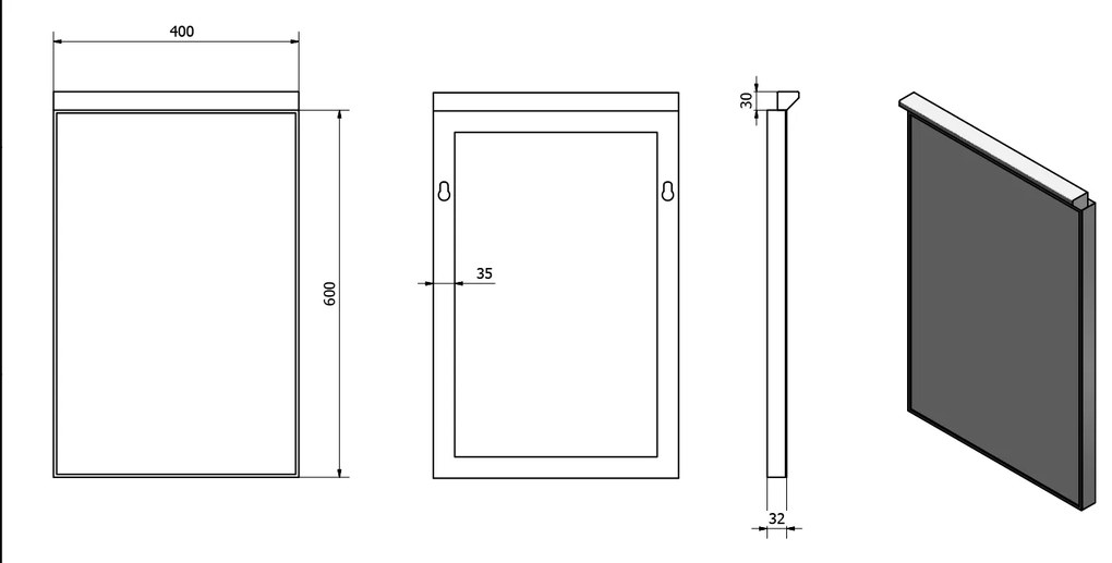 Aqualine BORA zrcadlo s LED osvětlením a vypínačem 400x600mm, chrom - AL746