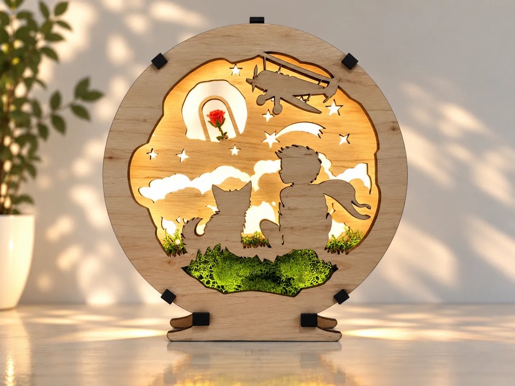 Li-Go "Malý princ s růží" lampa 20x22cm provedení povrchu: jedle