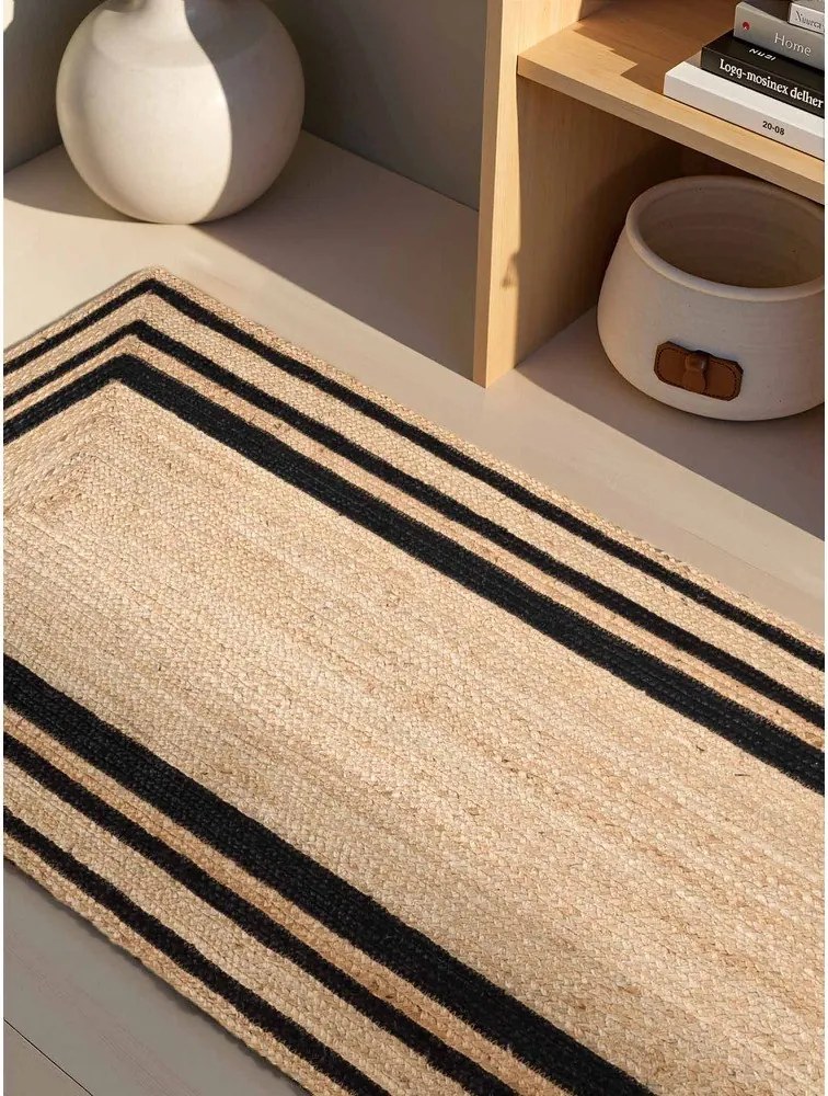 Černý/v přírodní barvě oboustranný/ručně tkaný jutový běhoun 80x250 cm Looma – Hanse Home