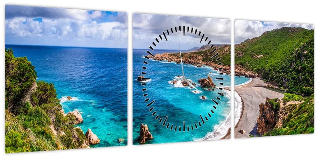 Obraz - Sardinie (s hodinami) (90x30 cm)