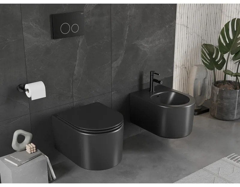 Mexen Sofia Rimless závěsná wc mísa, černá matná, 3354XX85