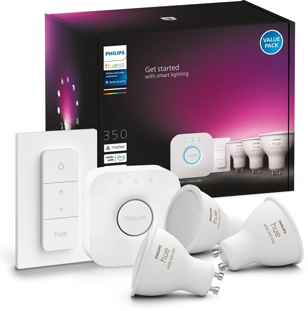 Led žárovka philips hue white and color ambiance 5.7w gu10 starter kit
