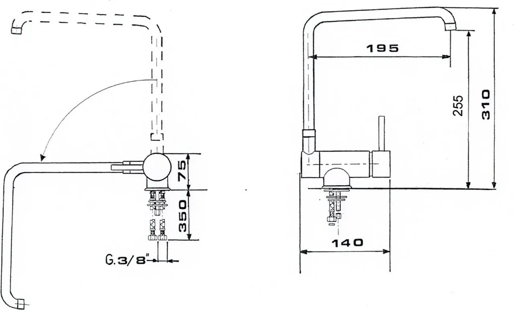 Sapho Rhapsody 5507S dřezová baterie stojánková sklopná páková