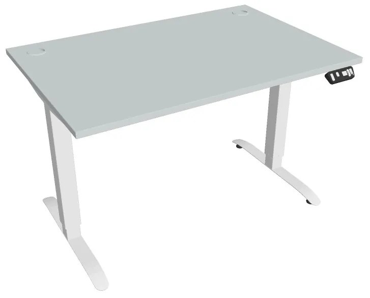 Elektr. nastavitelný stůl 120x80 s pamětí - HOBIS MOTION  MS 2M 1200 Dekor stolové desky: šedá, Barva kovové podnože: bílá