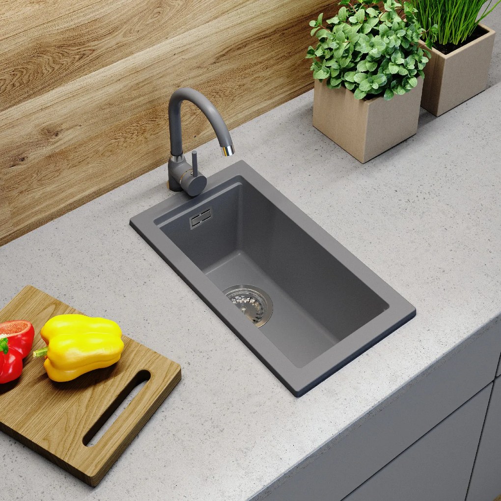 Gamma Decor 2850, 1-komorový granitový dřez 280x500x207 mm, šedá, GMA-ZLE000162