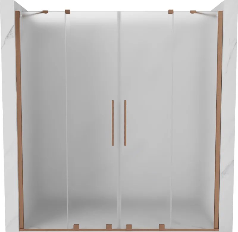 Mexen Velar Duo, posuvné sprchové dveře do otvoru 200 cm, 8mm sklo námraza, měděná matná, 871-200-000-32-65