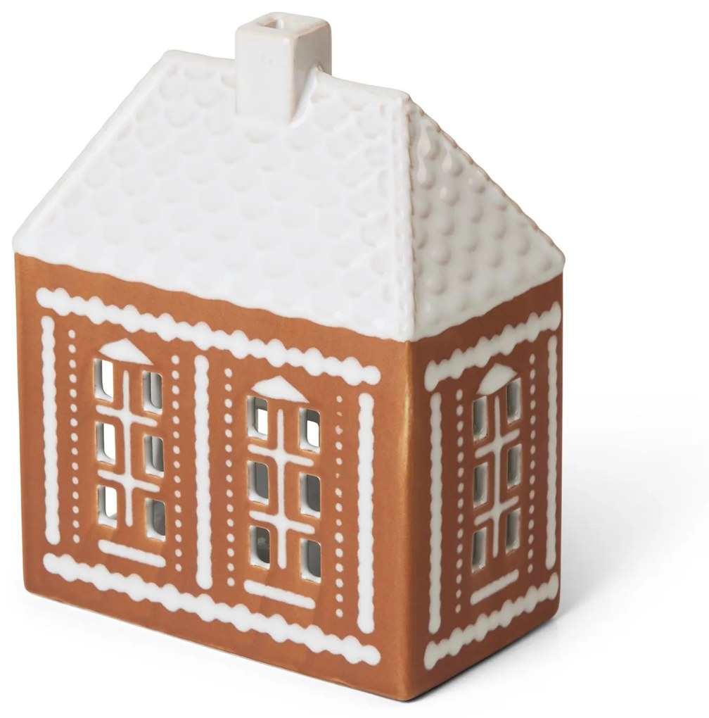 KÄHLER Porcelánový svícen Gingerbread Lighthouse Medium, hnědá barva, porcelán