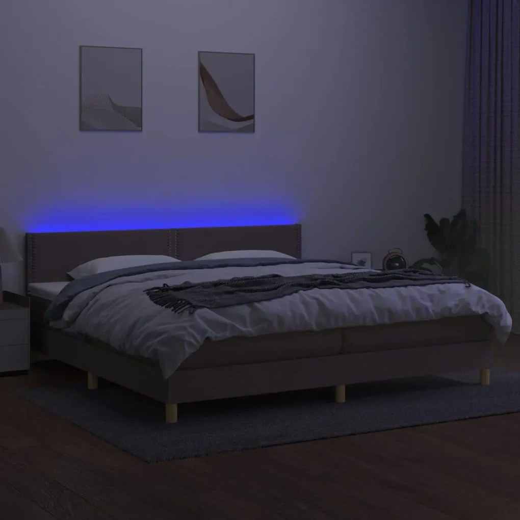 Box spring postel s matrací a LED taupe 200x200 cm textil 3133665