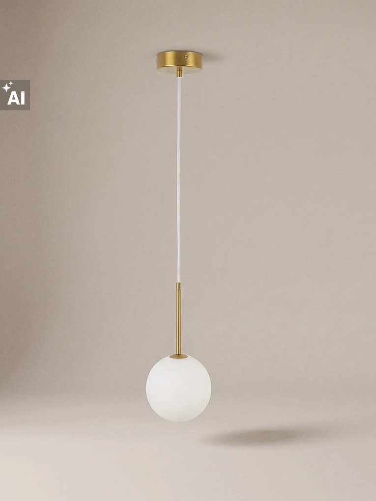 Sinsay - Závěsná lampa se zlatými detaily a kulatým stínidlem - zlatá