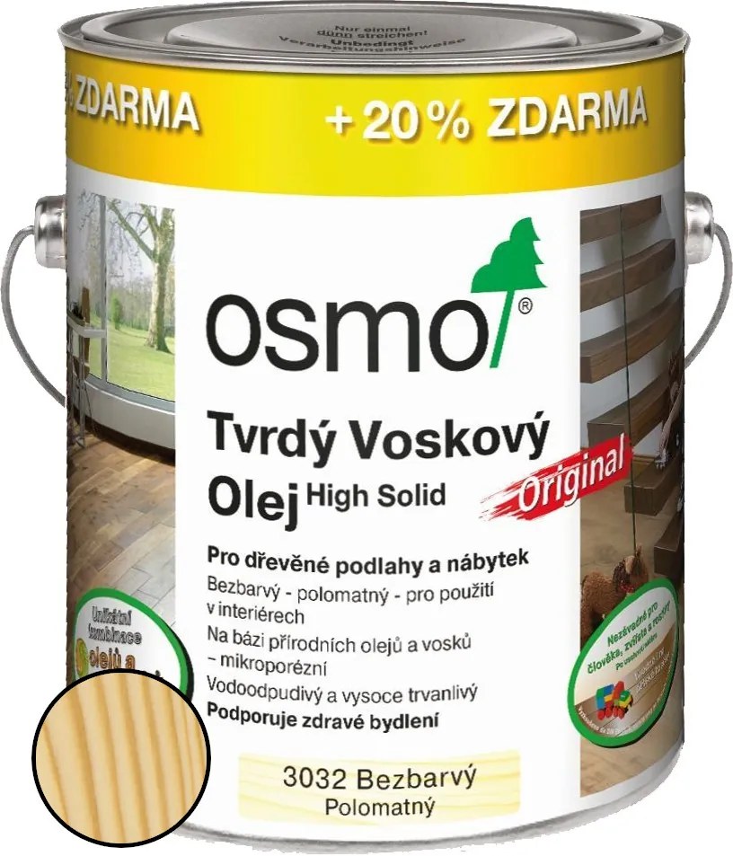 Olej tvrdý voskový Osmo Original 3032 bezbarvý, 3 l