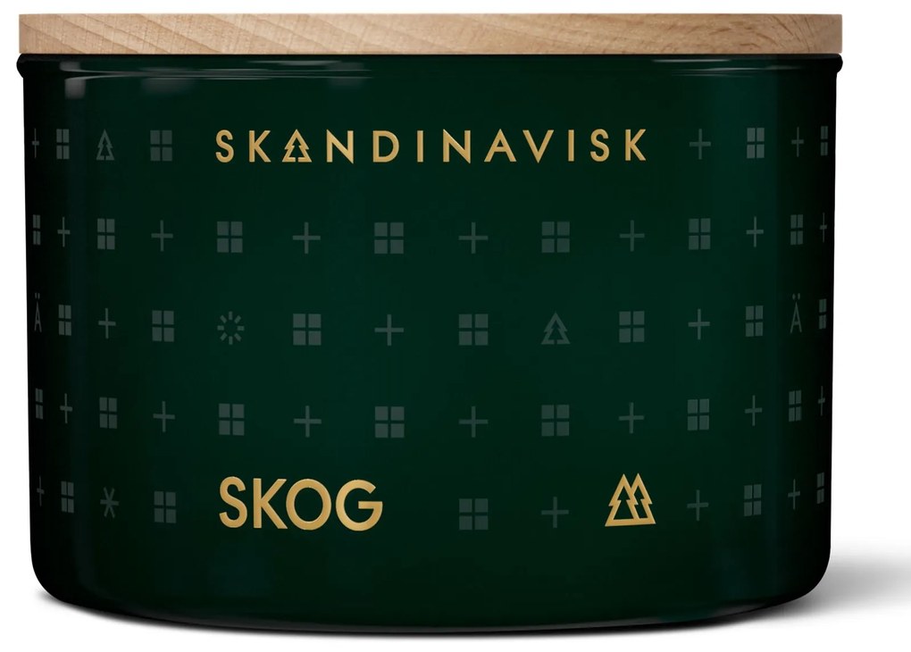 SKANDINAVISK Vonná svíčka SKOG (les) 90 g, zelená barva, sklo, vosk